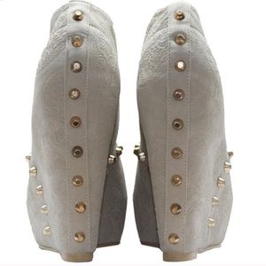 Iron Fist | Shoes | Iron Fist Nude Maneater Studded Wedge | Poshmark